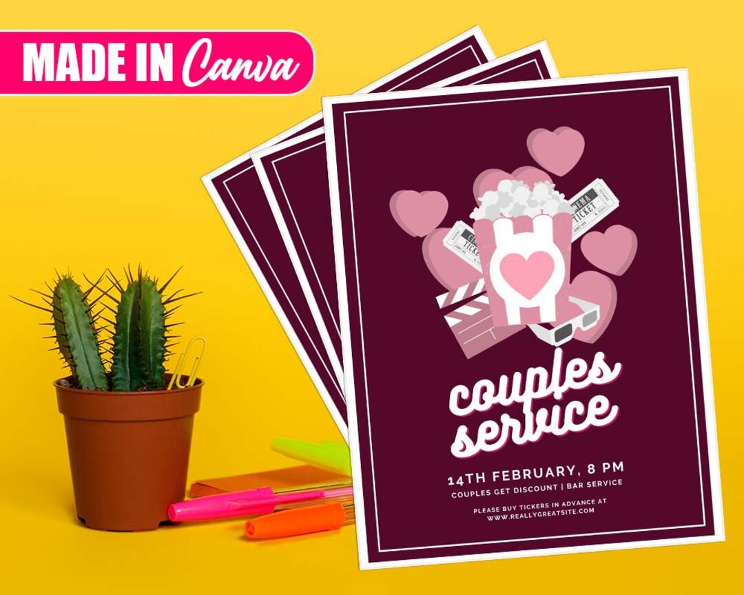 Couples Service Flyer, DIY Canva Couples Service Flyer, Editable Canva ...