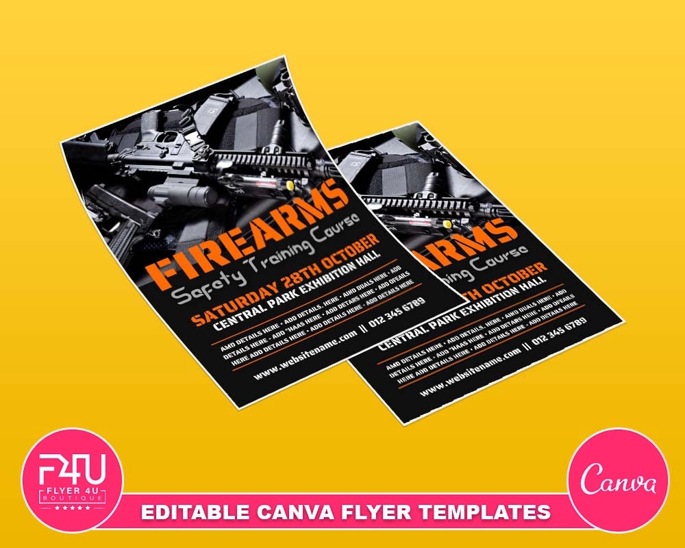 Firearms Training Flyer, DIY Canva Firearms Training Flyer, Editable ...