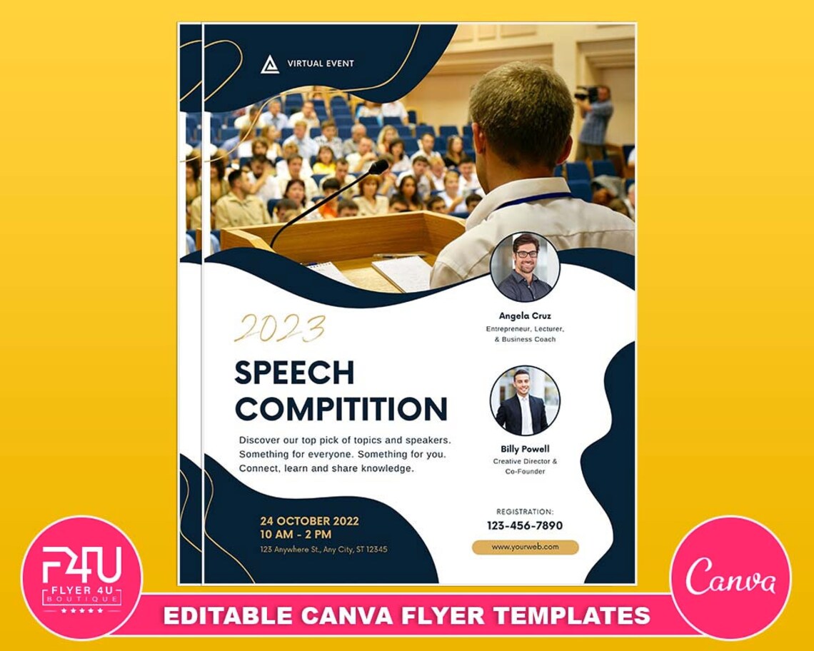 Speech Competition Flyer DIY Canva Speech Competition Flyer - Etsy