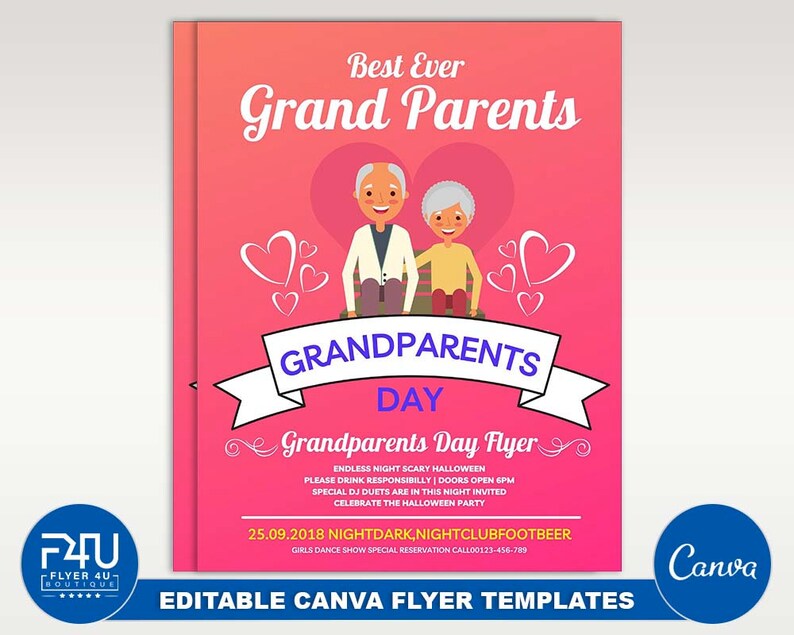 Grandparents Day Flyer DIY Canva Grandparents Day Flyer | Etsy