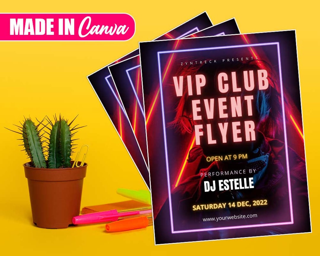 VIP Club Event Flyer, DIY Canva Vip Club Event Flyer, Editable Canva US ...