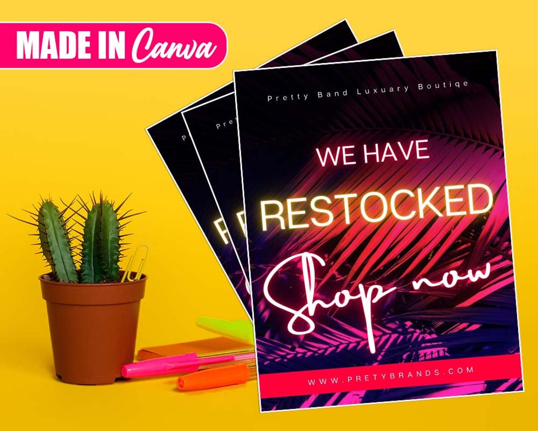 Restocked Flyer, DIY Canva Restocked Templates, Editable Canva US ...