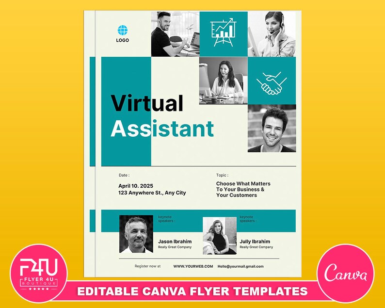 Virtual Assistant Flyer DIY Canva Virtual Assistant Flyer - Etsy