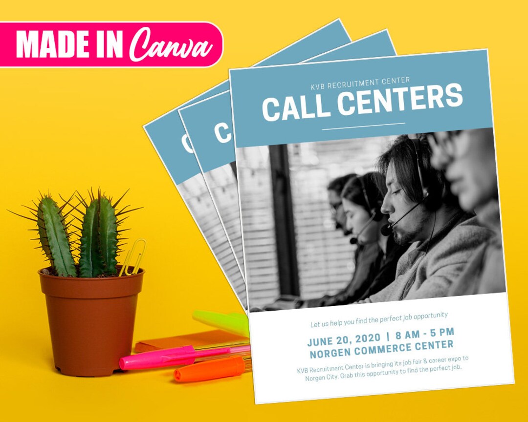 Call Centers Flyer, DIY Canva Call Centers Flyer Template, Editable ...