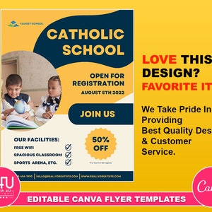 Catholic School Flyer, DIY Canva Catholic School Flyer Template ...