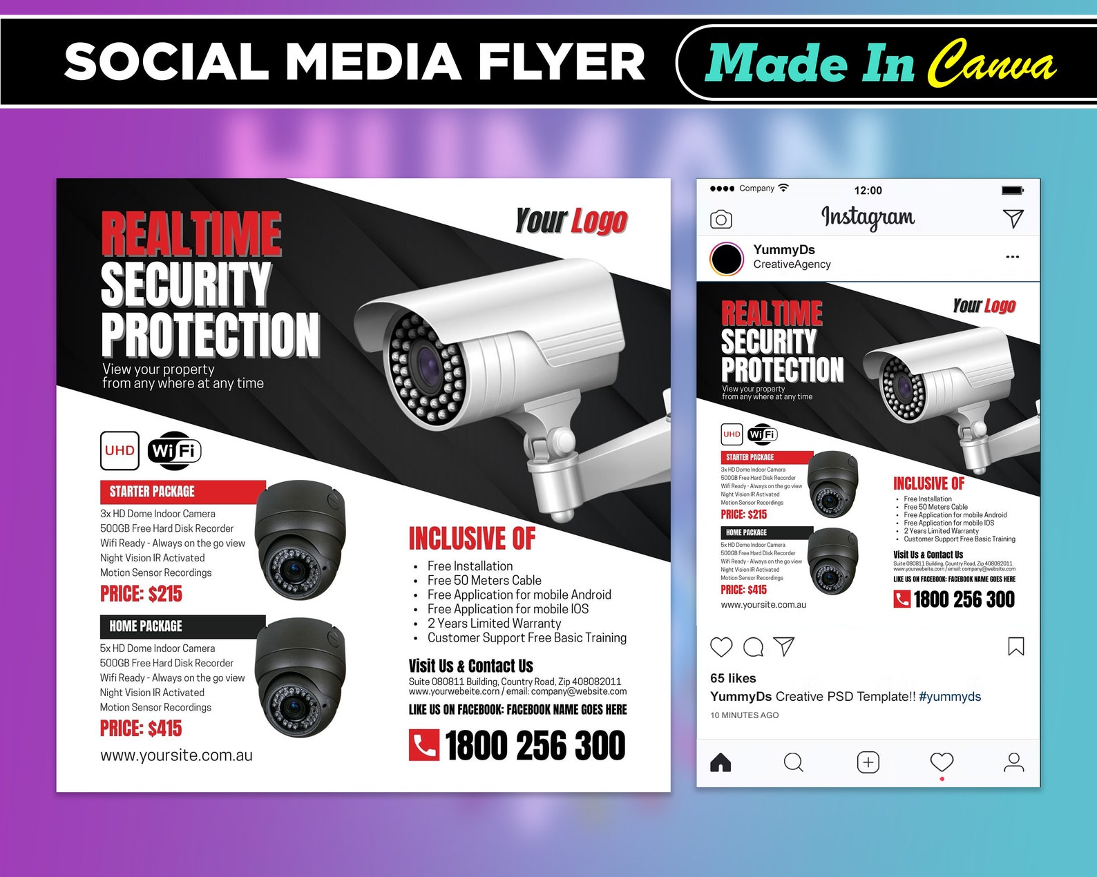CCTV Camera Flyer, DIY CCTV Camera Shop Flyer Template, Editable Canva ...