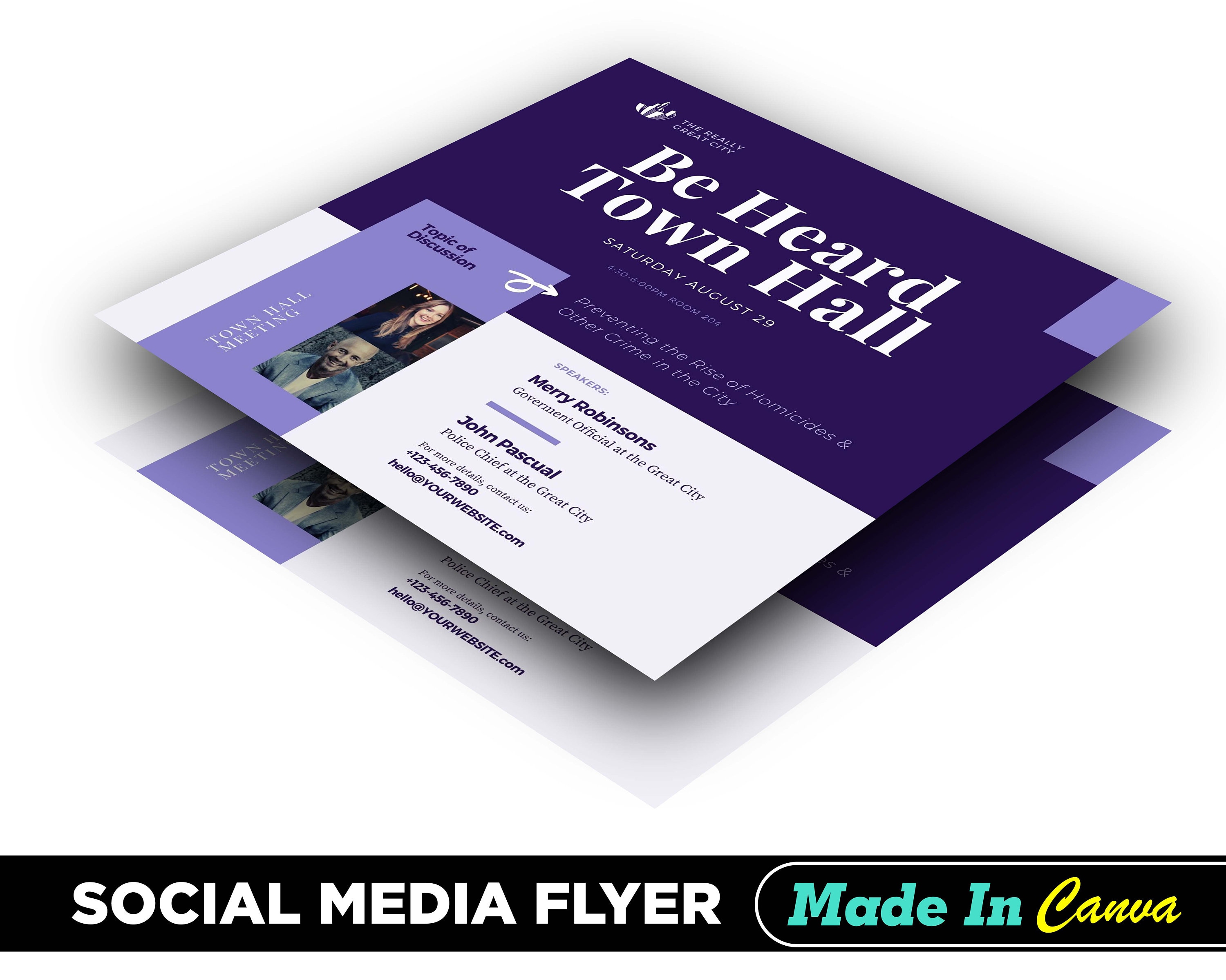 Be Heard Town Hall Flyer, DIY Canva Be Heard Town Hall Flyer Template ...