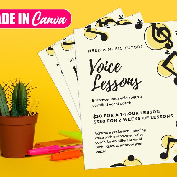 Voice Lesson Flyer Template - Etsy