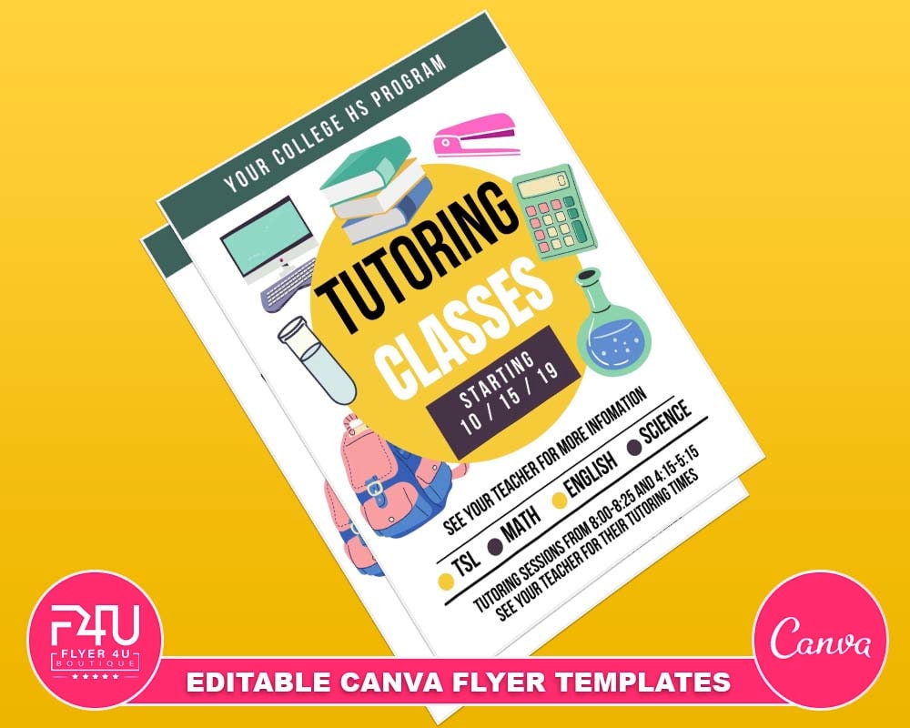 Summer Tutoring Flyers, DIY Canva Summer Tutoring Flyers, Editable ...