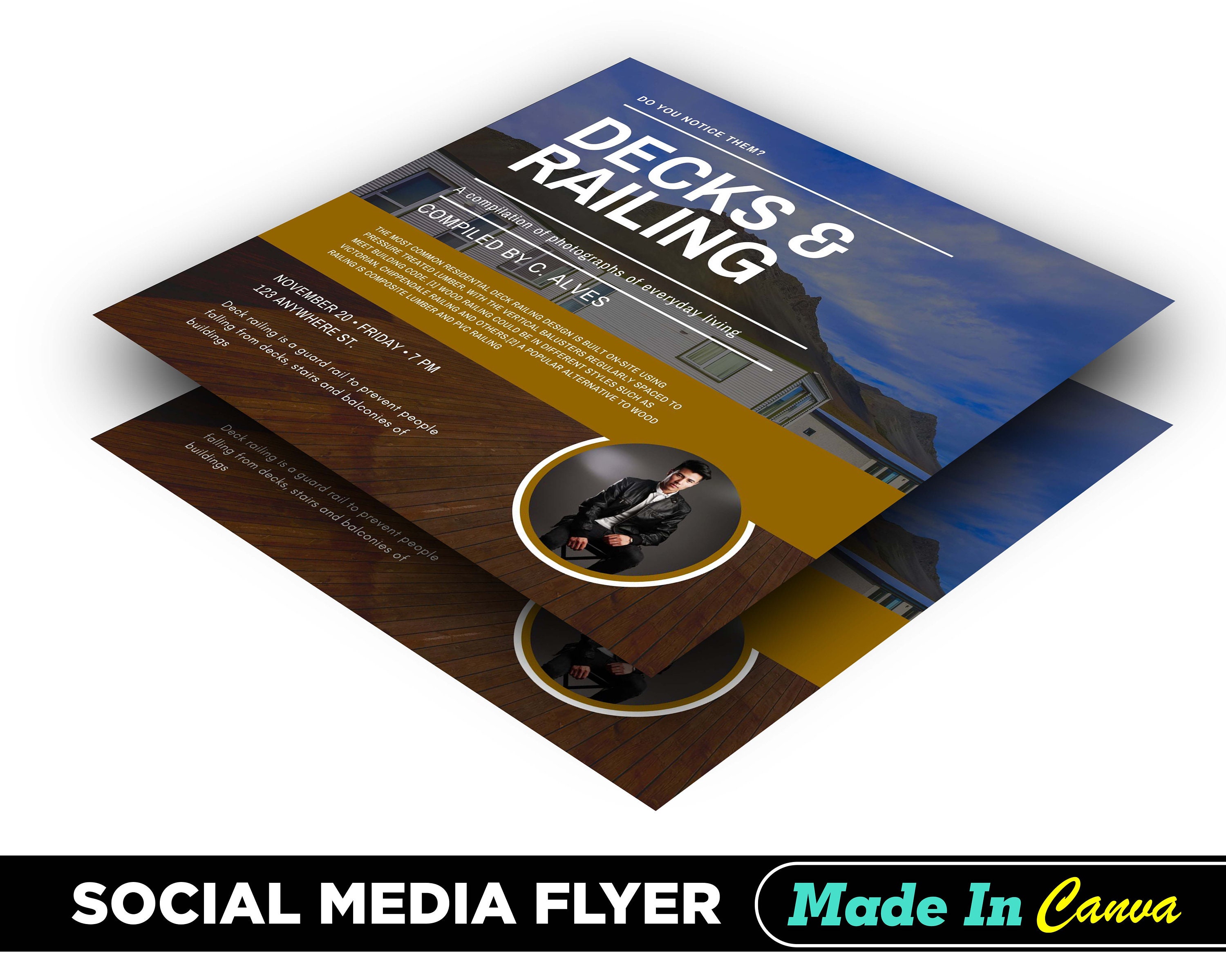 Decks & Railing Flyer, DIY Canva Decks and Railing Flyer Template ...