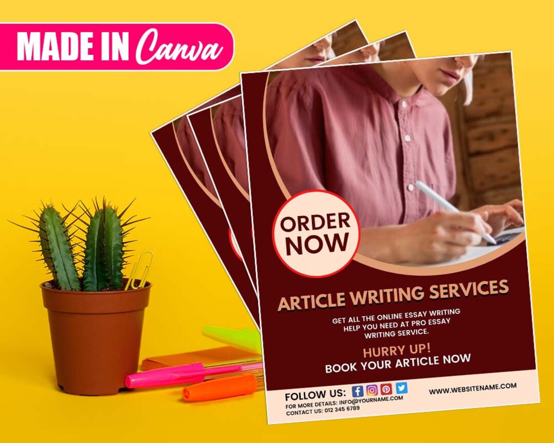 Writing Service Flyer, DIY Canva Writing Service Flyer, Editable Canva ...