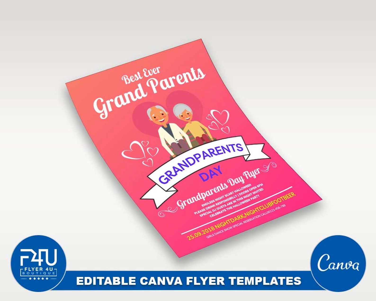 Grandparents Day Flyer DIY Canva Grandparents Day Flyer | Etsy