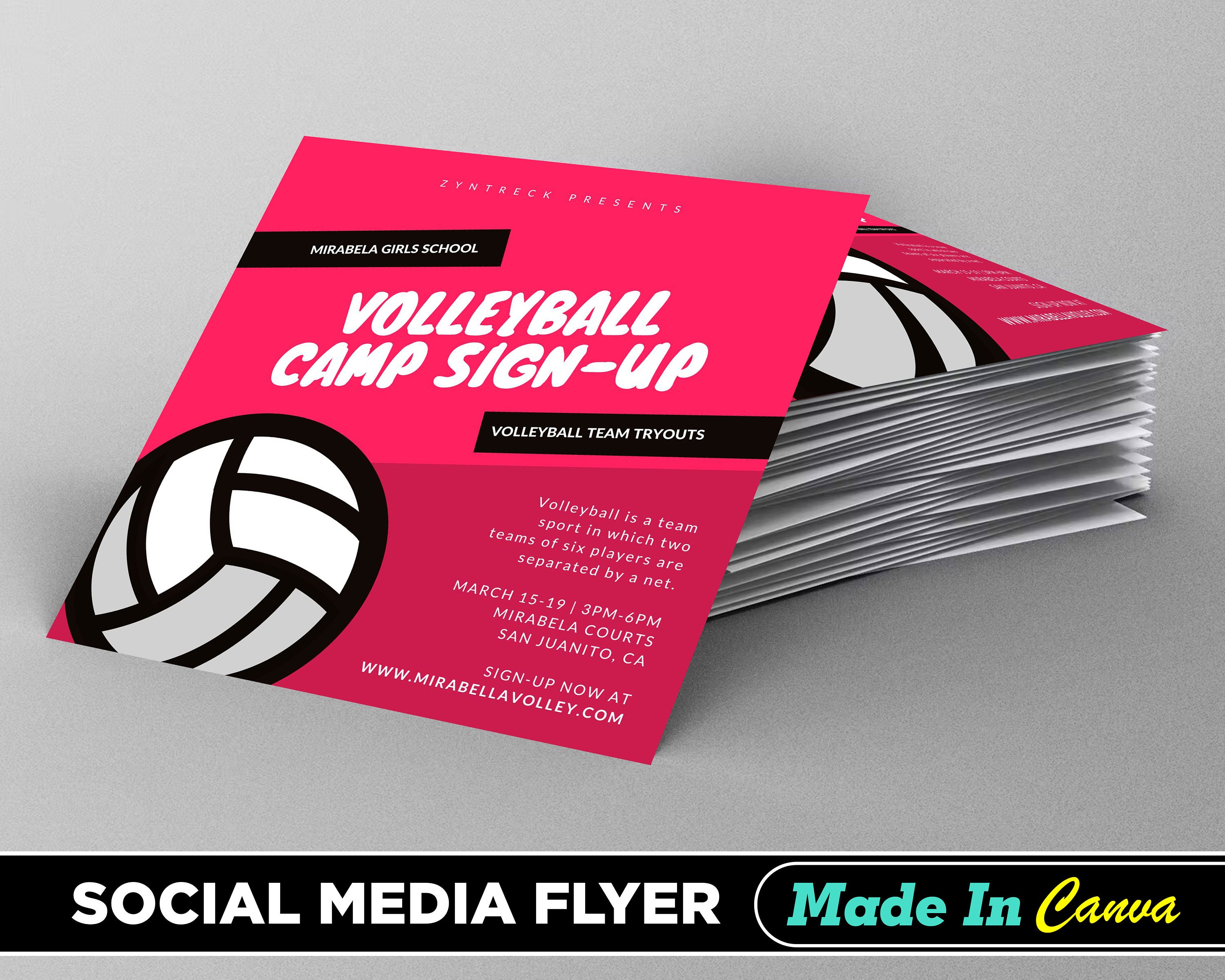 Volleyball Camp Signup Flyer, DIY Canva Volleyball Camp Signup Flyer ...