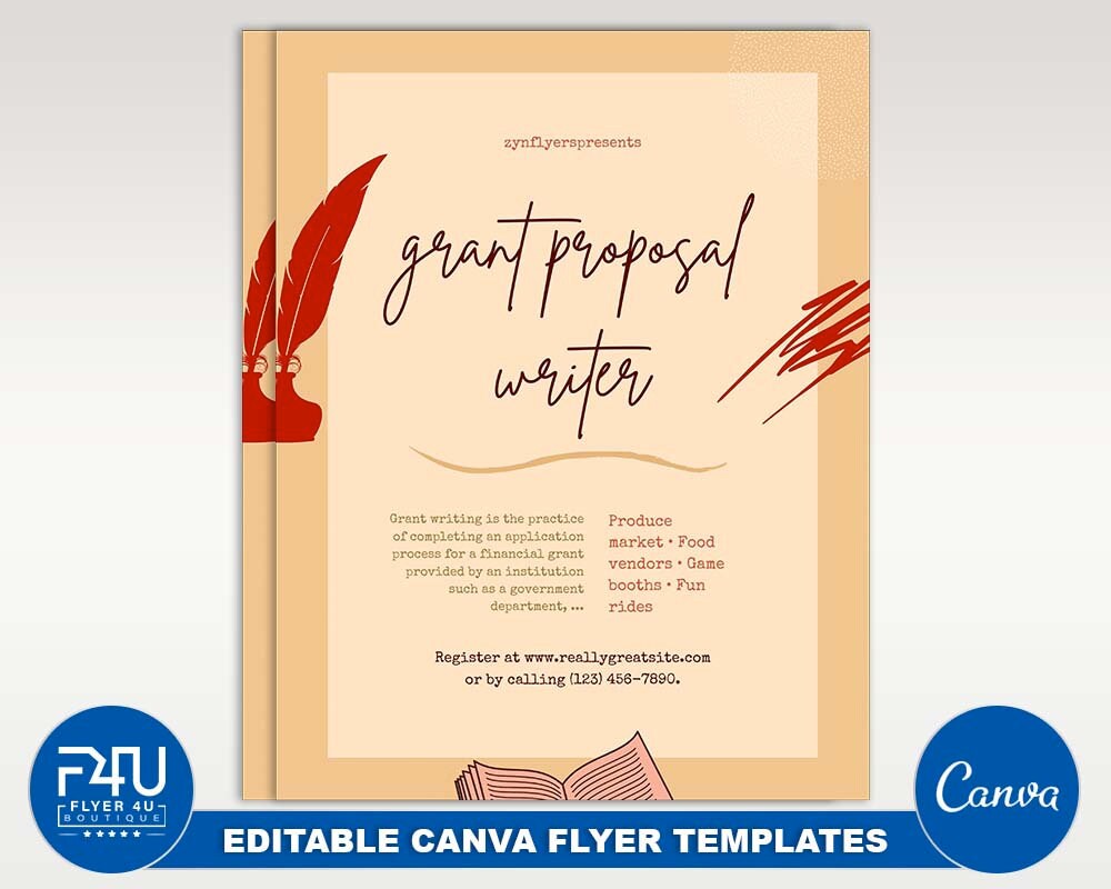 Grant Proposal Writer Flyer, DIY Canva Grant Proposal Writer Flyer ...