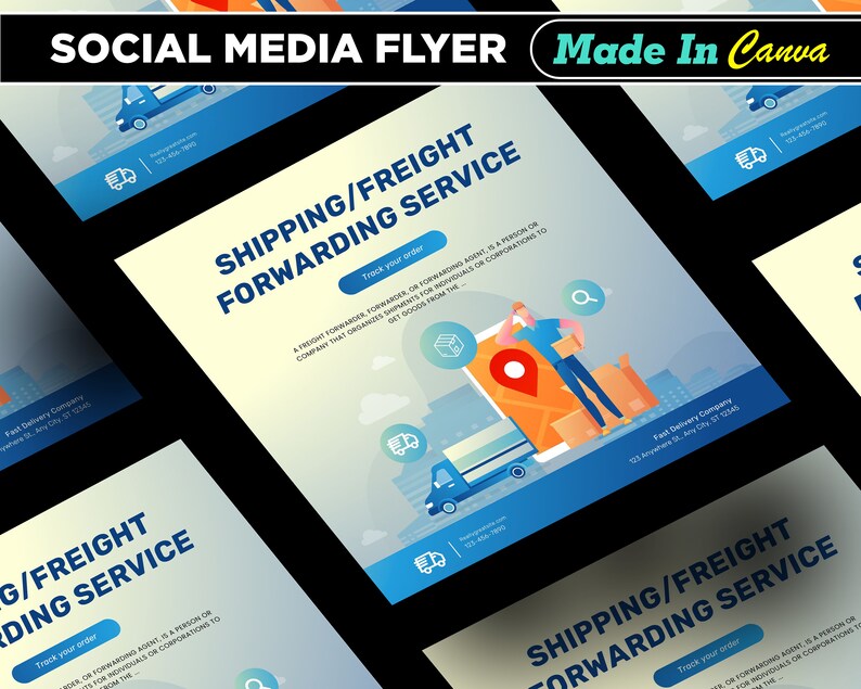 Shipping Freight Forwarding Flyer, DIY Canva Shipping Freight ...