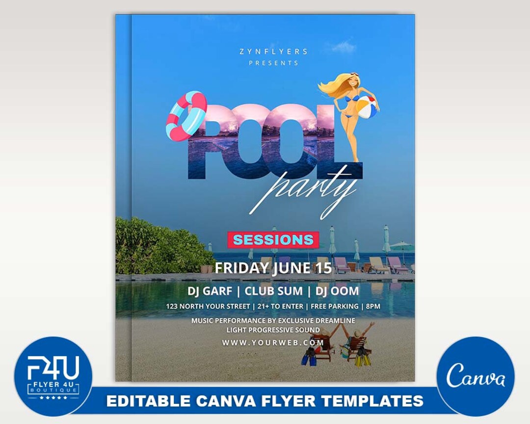 Pool Party Flyer DIY Canva Pool Party Flyer Template 2022 - Etsy