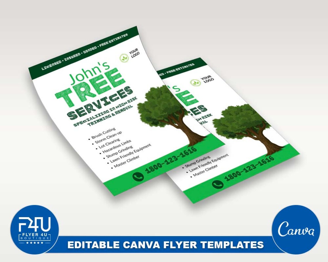 Tree Service Flyer DIY Canva Tree Service Flyer Template | Etsy