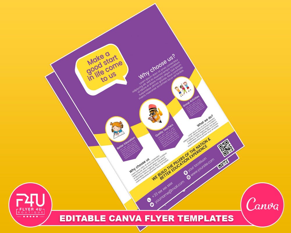 School Flyer, DIY Canva School Flyer Template 2022, Editable Canva US ...