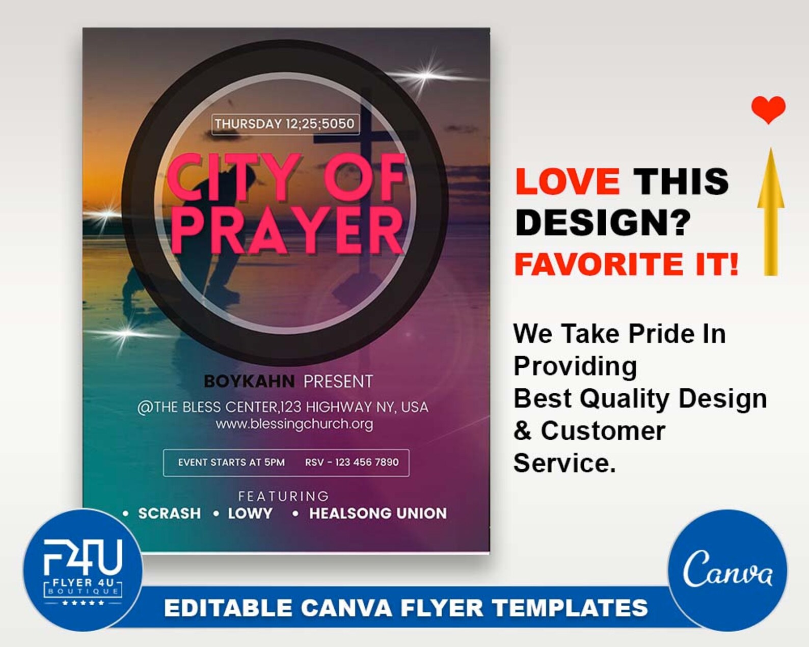 Church Flyer DIY Canva Prayer Service Flyer Template 2022 - Etsy