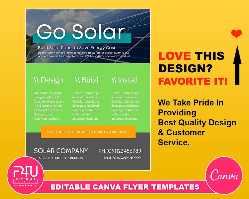 Solar Flyers Template, DIY Canva Solar Flyers, Editable Canva US Letter ...