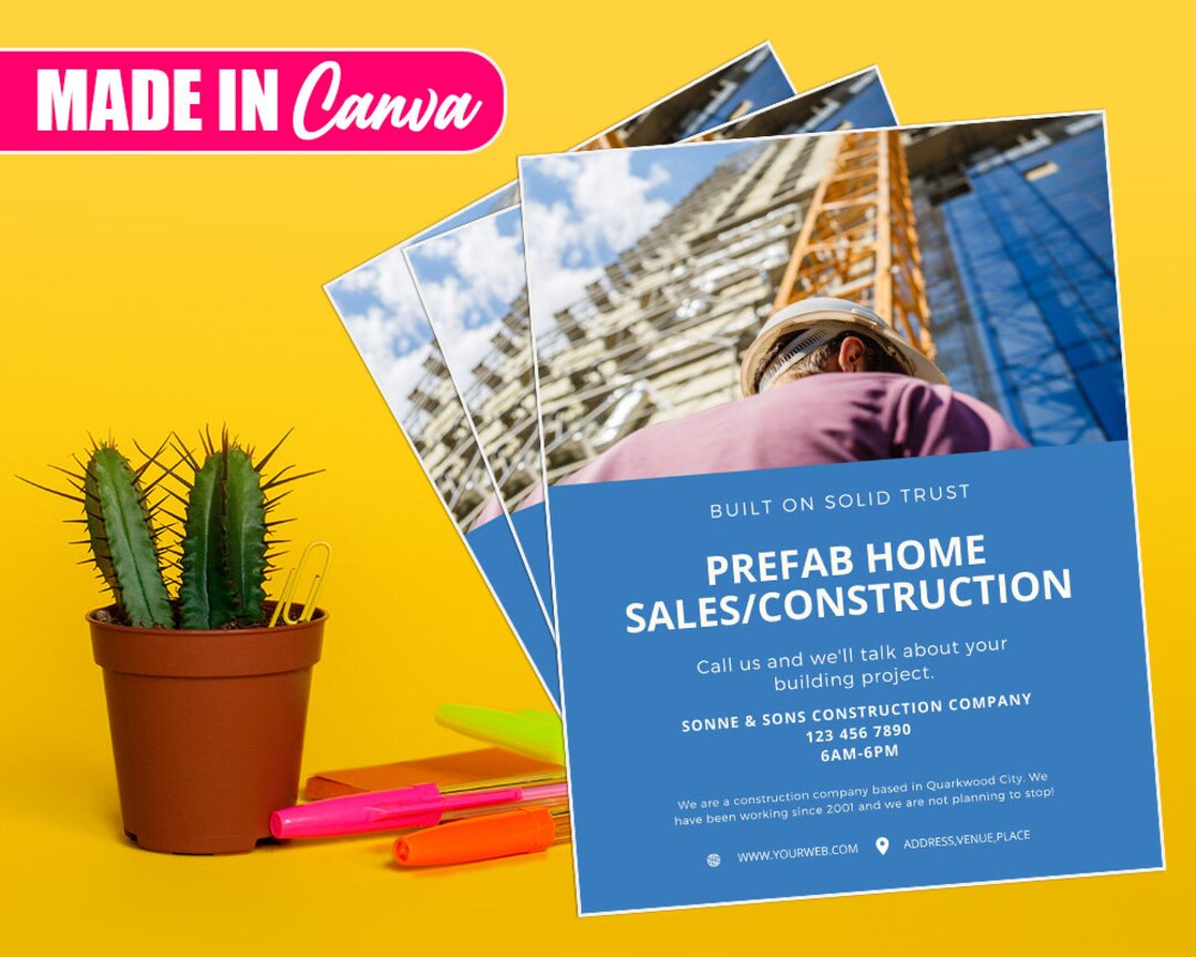 Prefab Home Sales Construction Flyer, DIY Canva Prefab Home ...