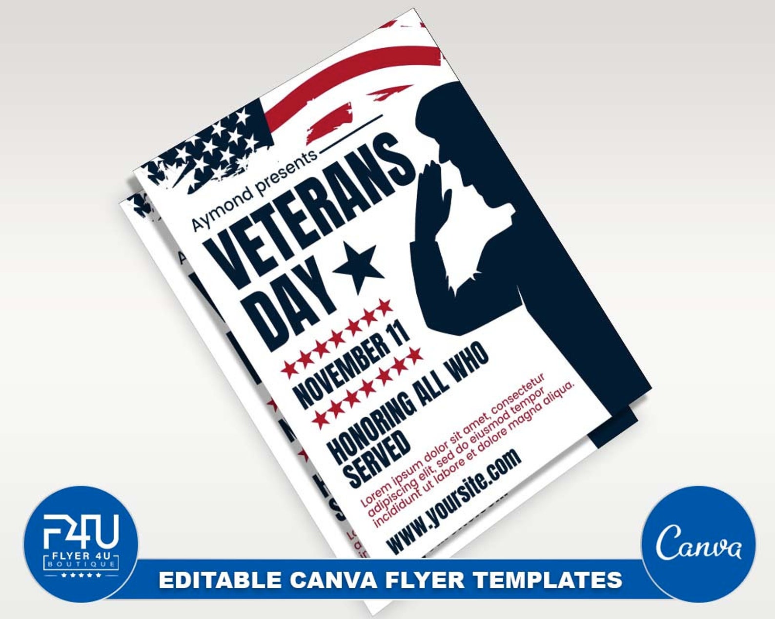 Veterans Day Flyer DIY Canva Veterans Day Flyer Template | Etsy