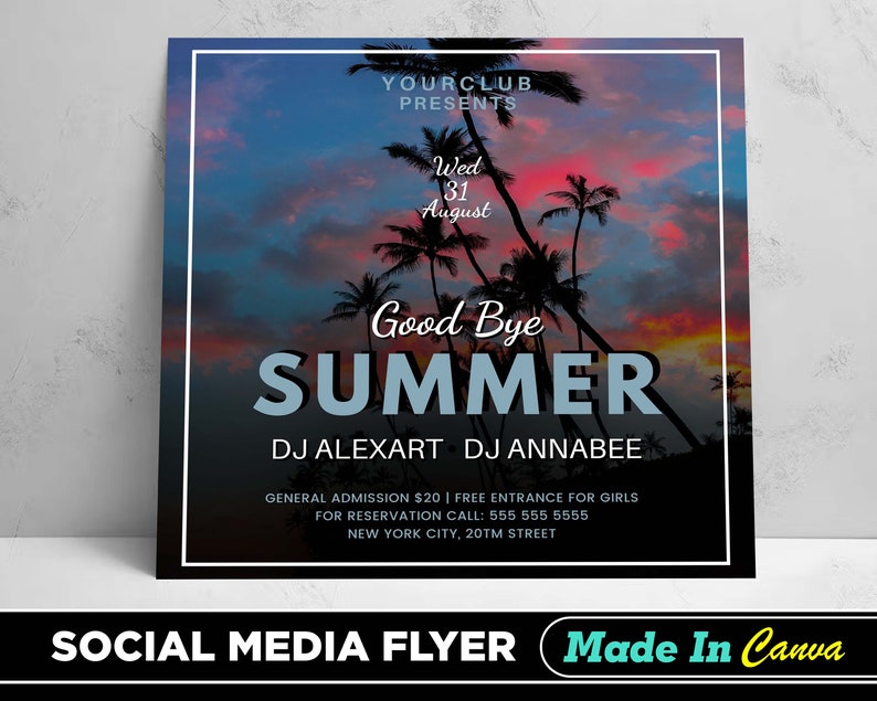 Goodbye Summer Flyer DIY Canva Goodbye Summer Flyer Template - Etsy