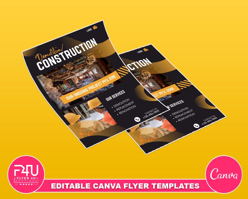 Demolition Wrecking Contractor Flyerdiy Canva Demolition - Etsy
