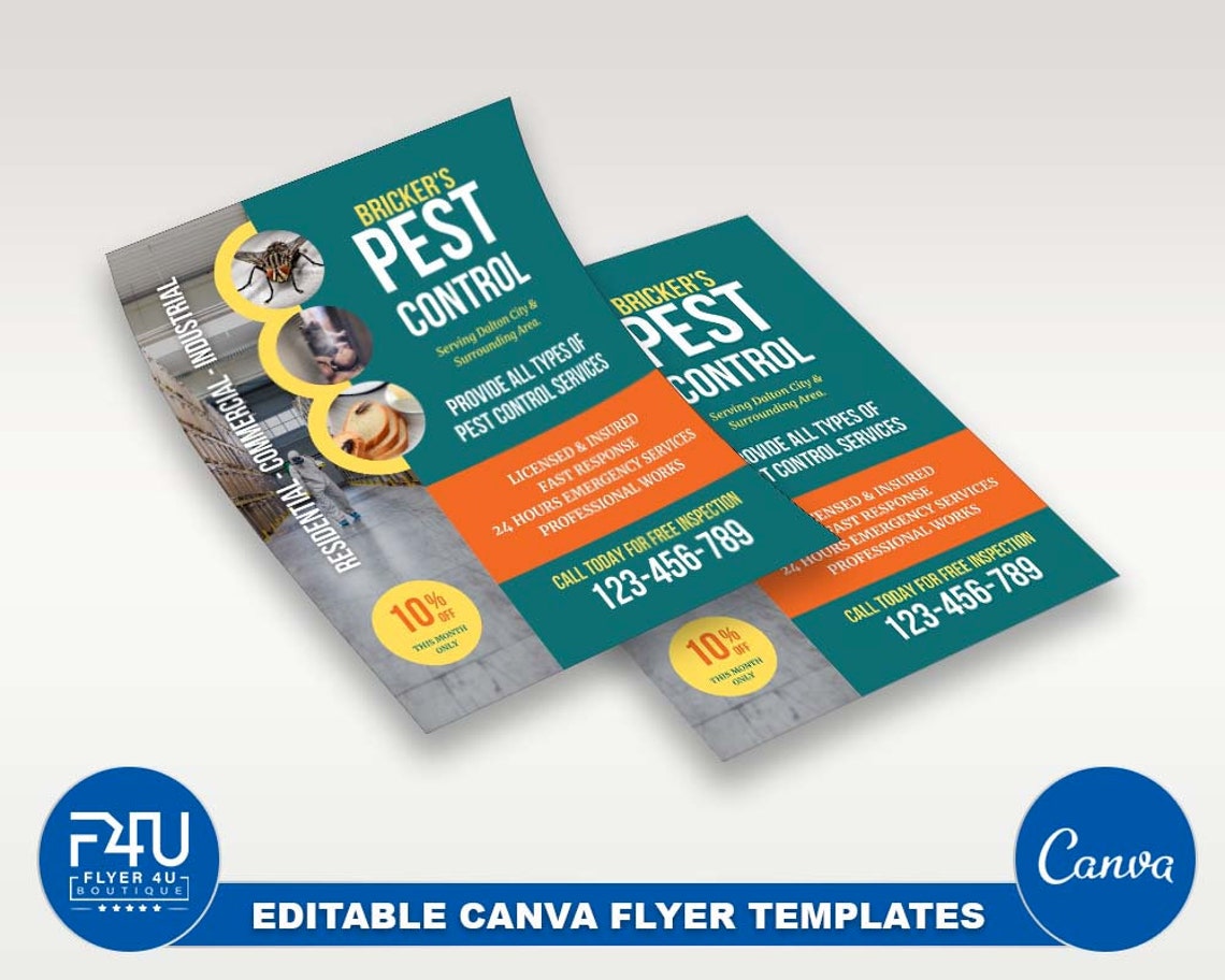 Pest Control Service Flyer DIY Canva Pest Control Service - Etsy