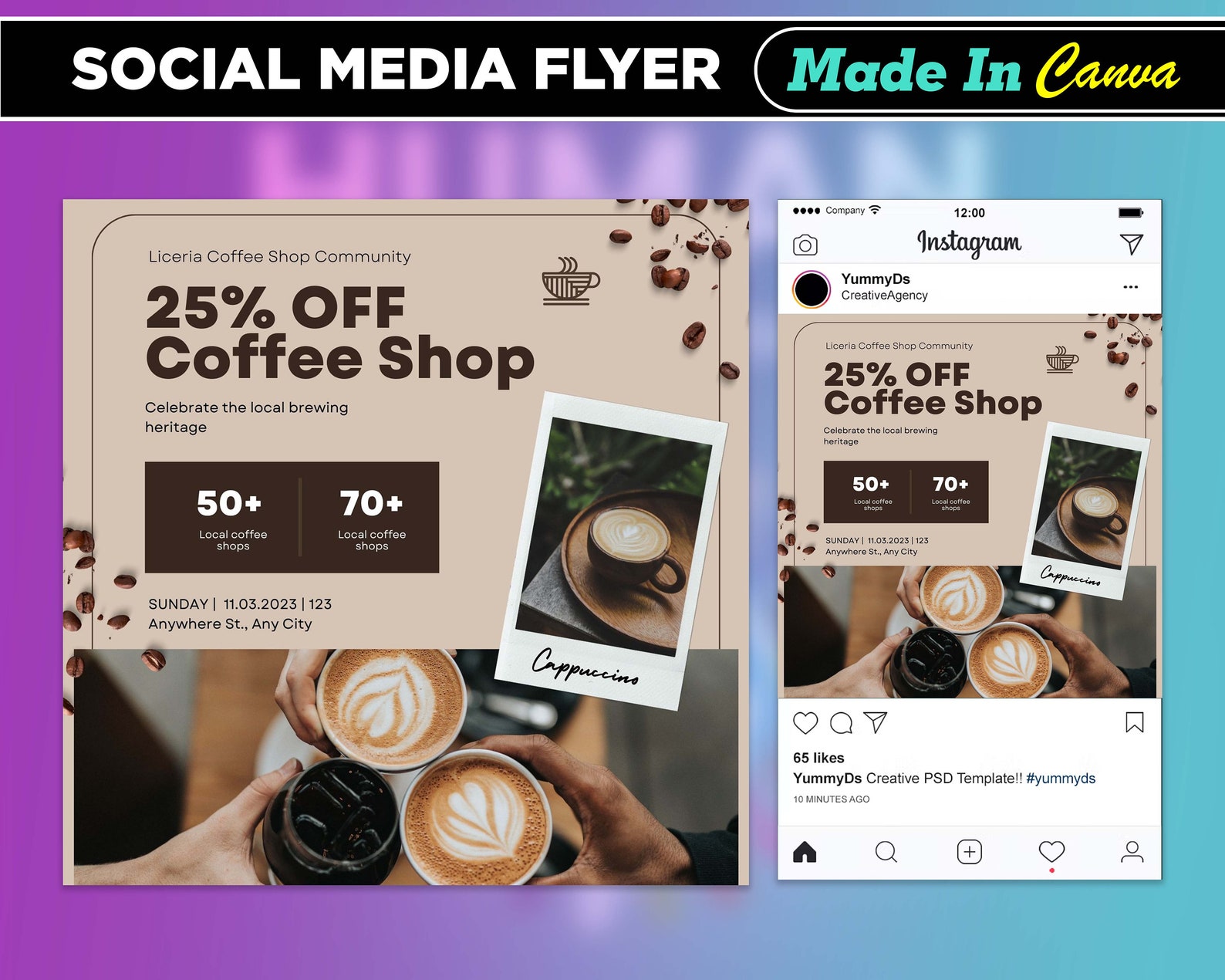 Coffee Shop Marketing Flyer, DIY Canva Coffee Shop Marketing Template ...