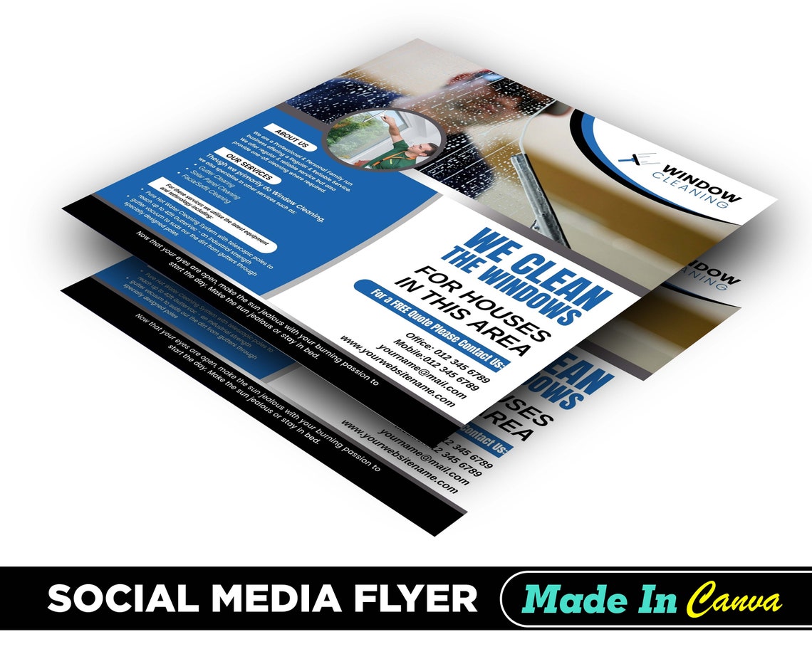 Window Cleaning Flyer DIY Canva Window Cleaning Flyer - Etsy
