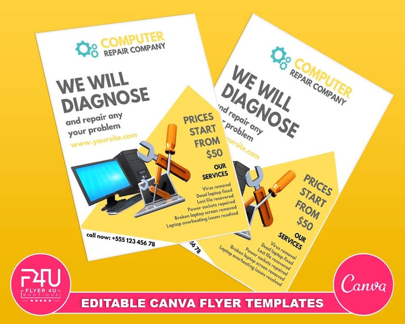 Laptop Repair Flyer DIY Canva Laptop Repair Templates - Etsy