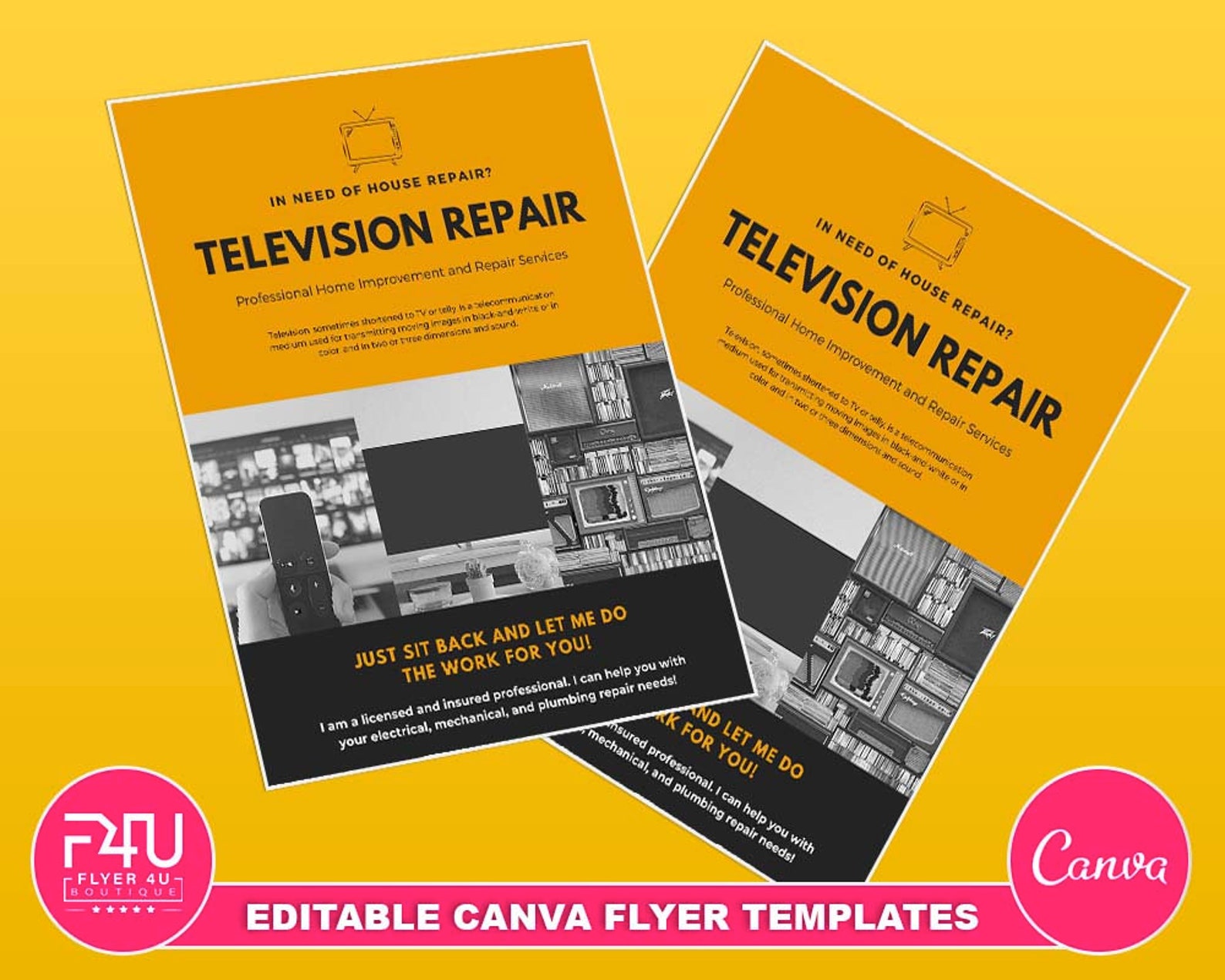 Television Repair Flyer DIY Canva Television Repair Flyer - Etsy