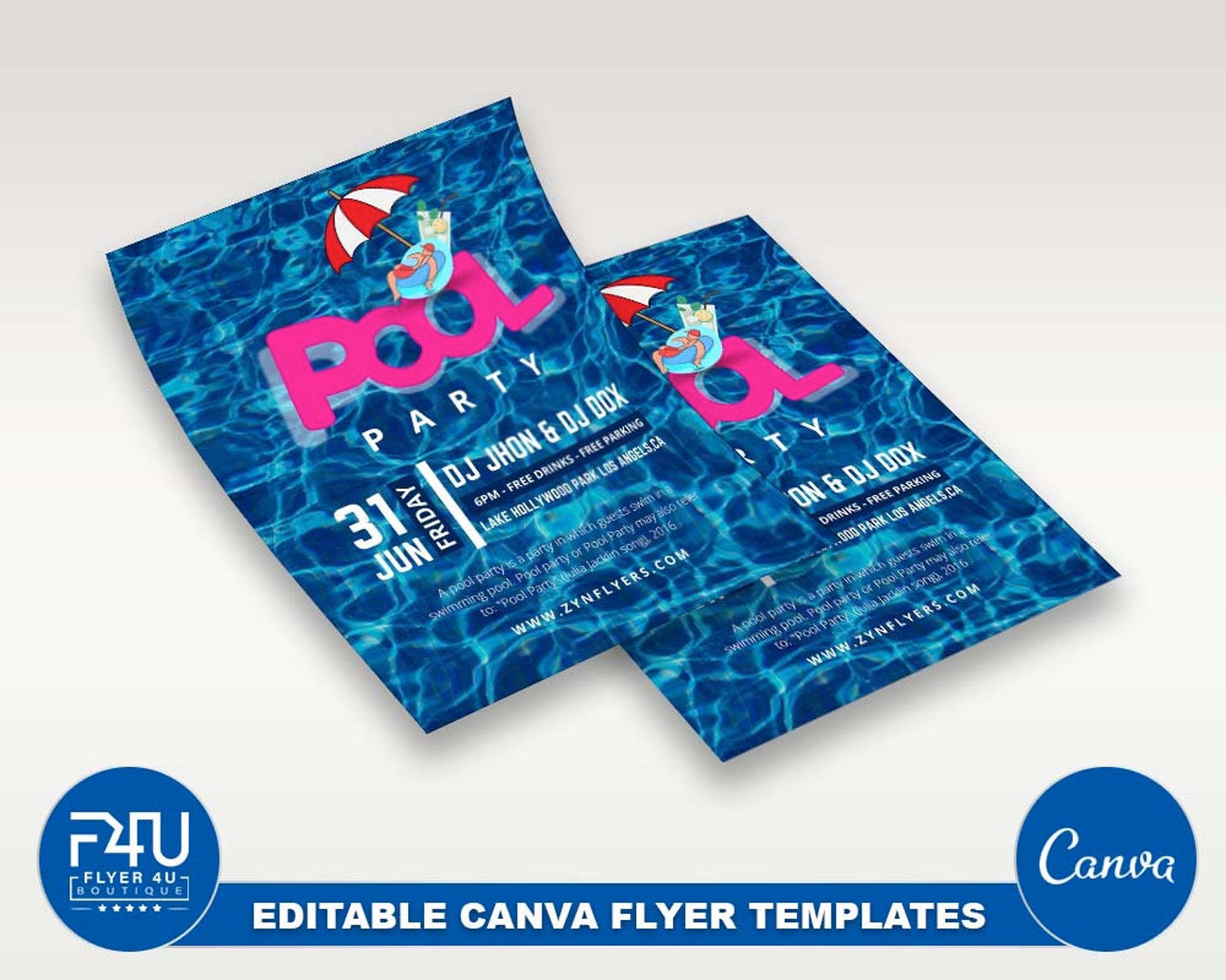 Pool Party Flyer, DIY Canva Pool Party Flyer Template 2022, Editable ...