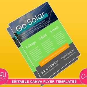 Solar Flyers Template, DIY Canva Solar Flyers, Editable Canva US Letter ...