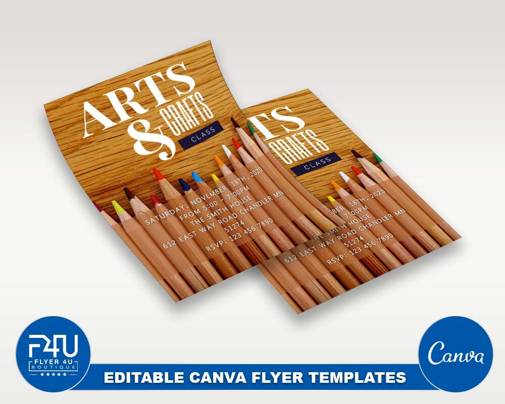 Craft Class Flyer, DIY Canva Craft Class Flyer Template 2022, Editable ...