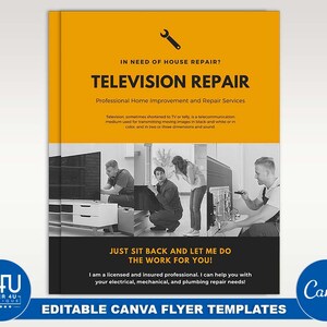 Television Repair Flyer DIY Canva Television Repair Flyer | Etsy