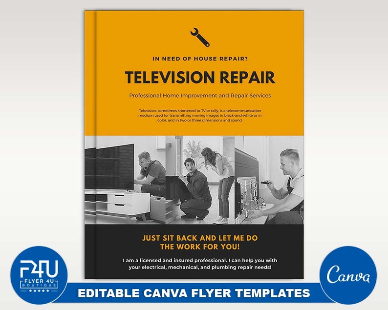 Television Repair Flyer DIY Canva Television Repair Flyer | Etsy