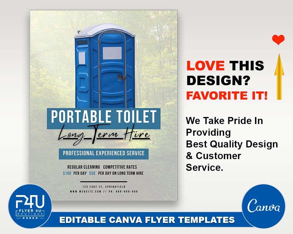 Porta Potty Rental Business Flyer, DIY Canva Porta Potty Rental Business Flyer Template 2022 ...