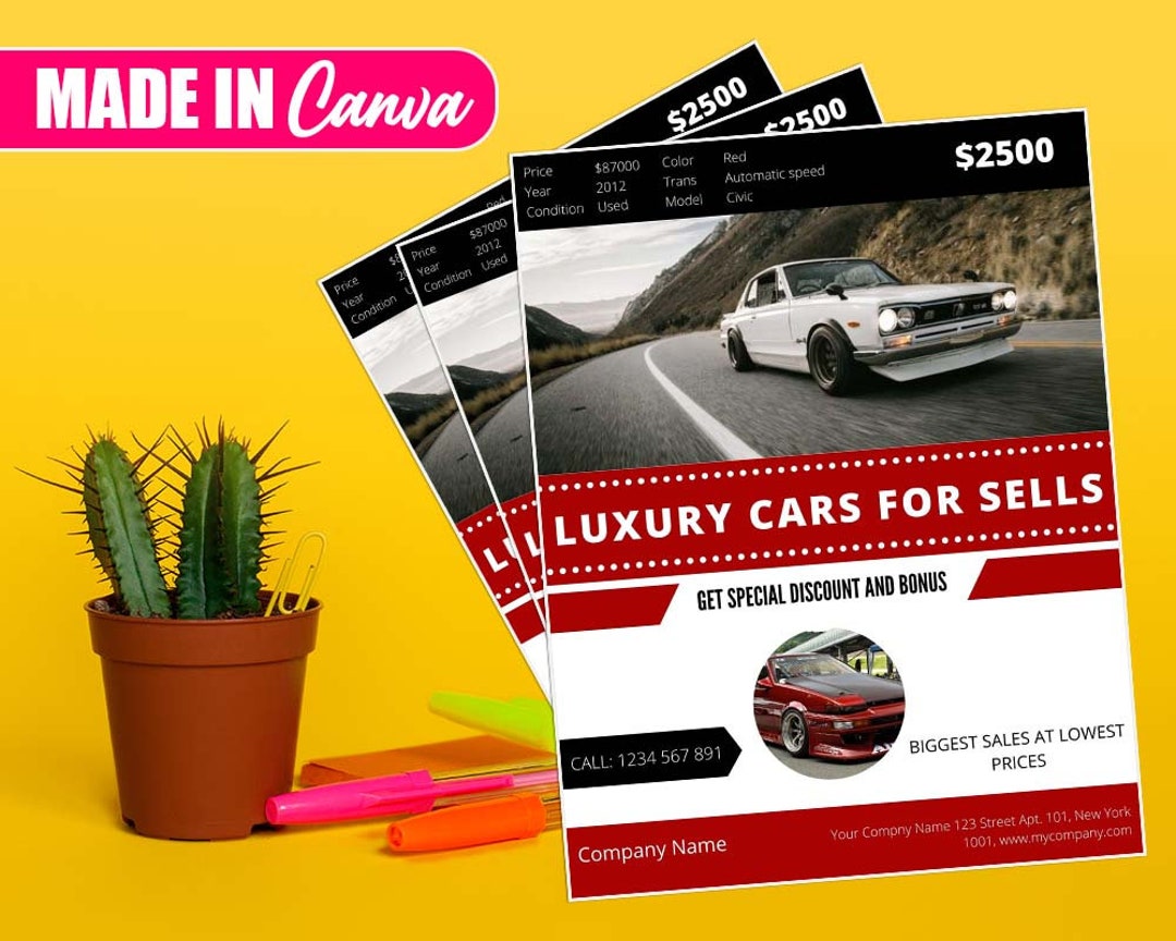 Car Automobile Flyer, DIY Canva Template 2022, Editable Canva US Letter ...