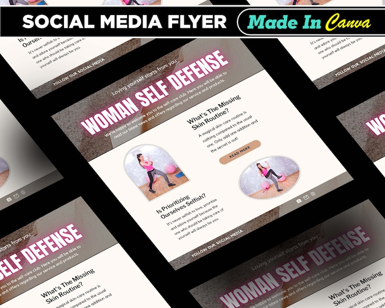 Woman Self Defense Flyer, DIY Canva Woman Self Defense Flyer Template ...