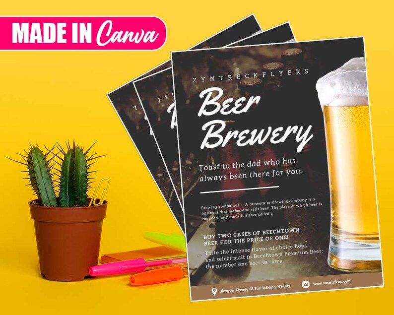 Beer Brewery Flyer, DIY Canva Beer Brewery Flyer Template 2022 ...