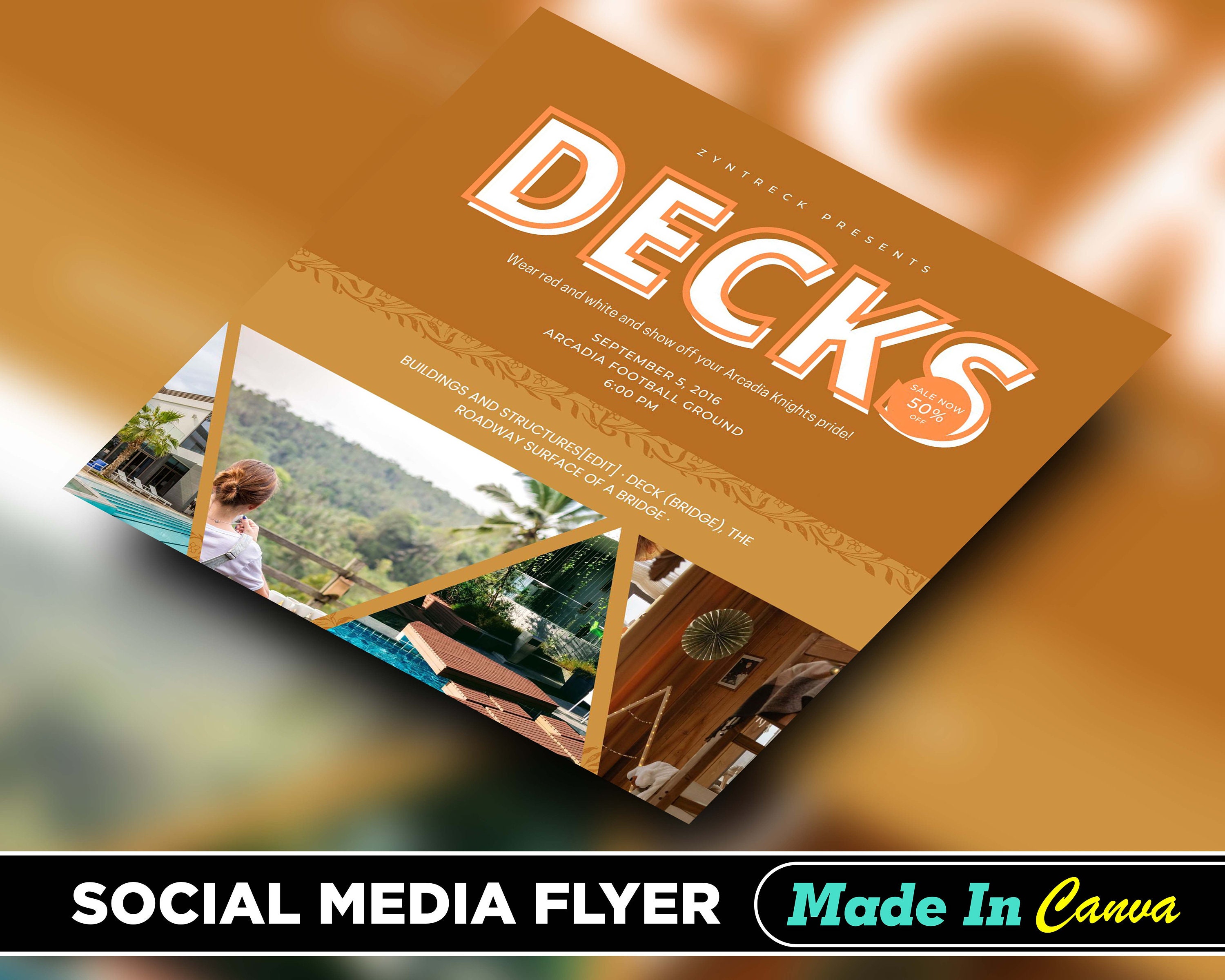 Decks Flyer, DIY Canva Decks Flyer Template, Editable Social Media ...