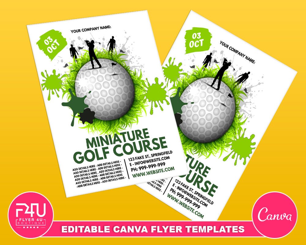 Miniature Golf Course Flyer, DIY Canva Miniature Golf Course Template ...