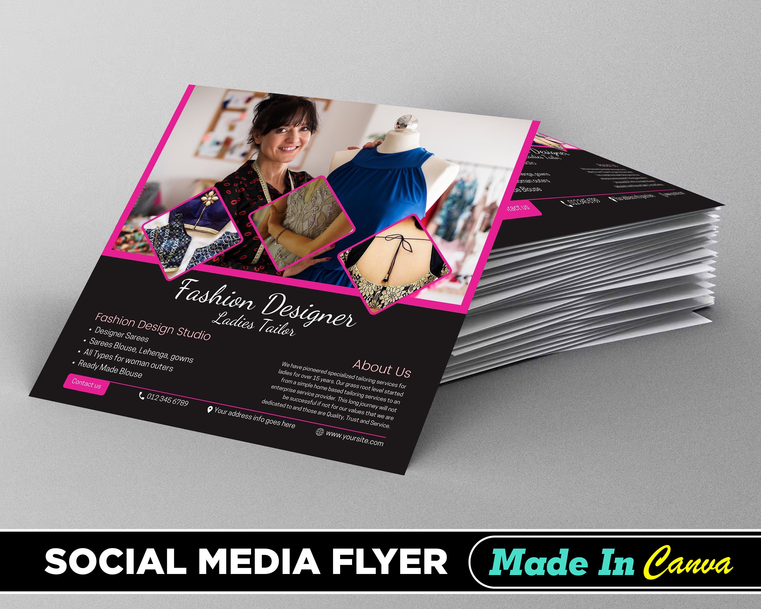 Ladies Tailoring Flyer, DIY Canva Ladies Tailoring Flyer Template ...