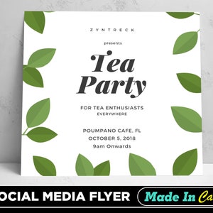 Tea Party Flyer, DIY Canva Tea Party Flyer Template 2022, Editable ...