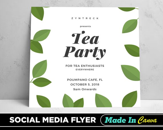 Tea Party Flyer DIY Canva Tea Party Flyer Template 2022 - Etsy