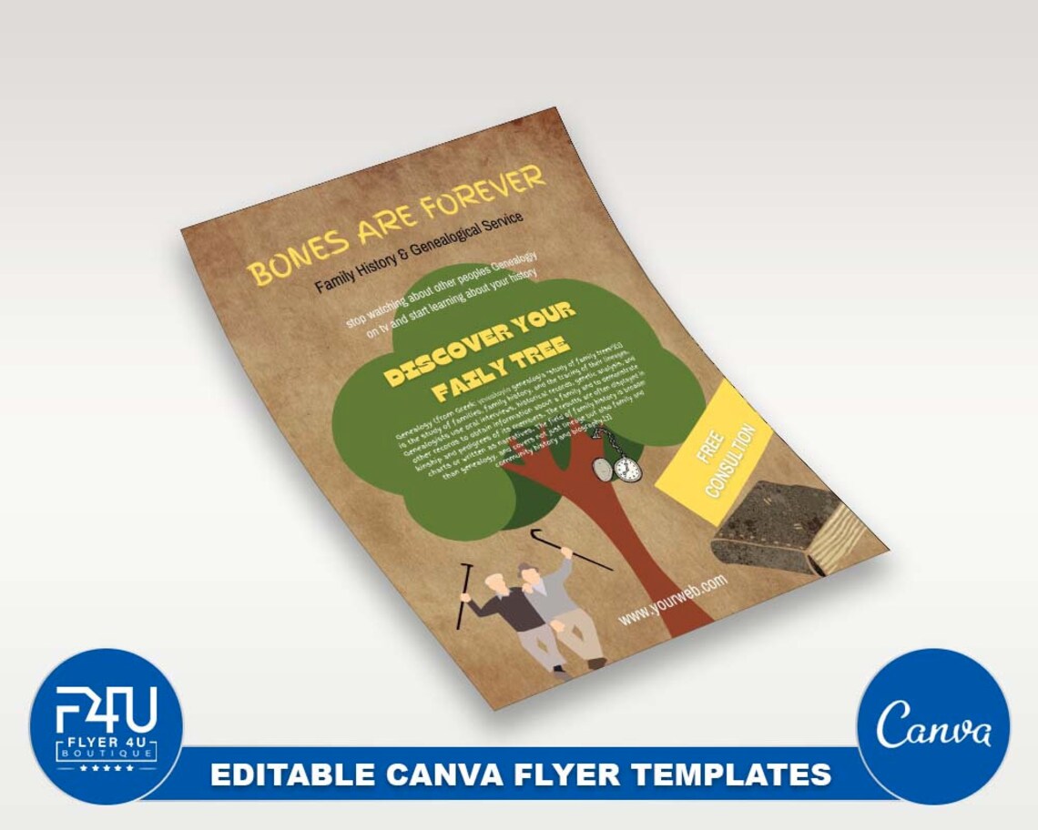 Genealogical Service Flyer DIY Canva Genealogical Service - Etsy