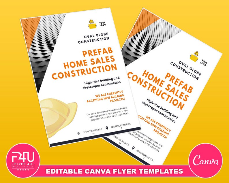 Prefab Home Sales Construction Flyer DIY Canva Prefab Home - Etsy