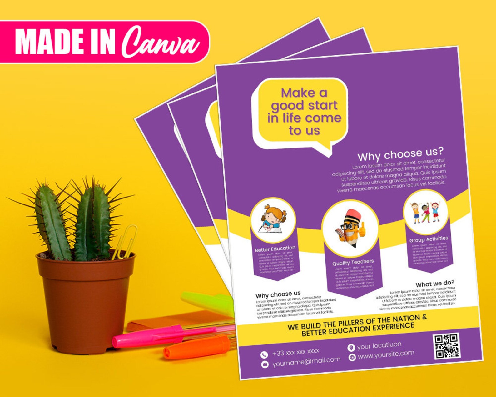 School Flyer, DIY Canva School Flyer Template 2022, Editable Canva US ...